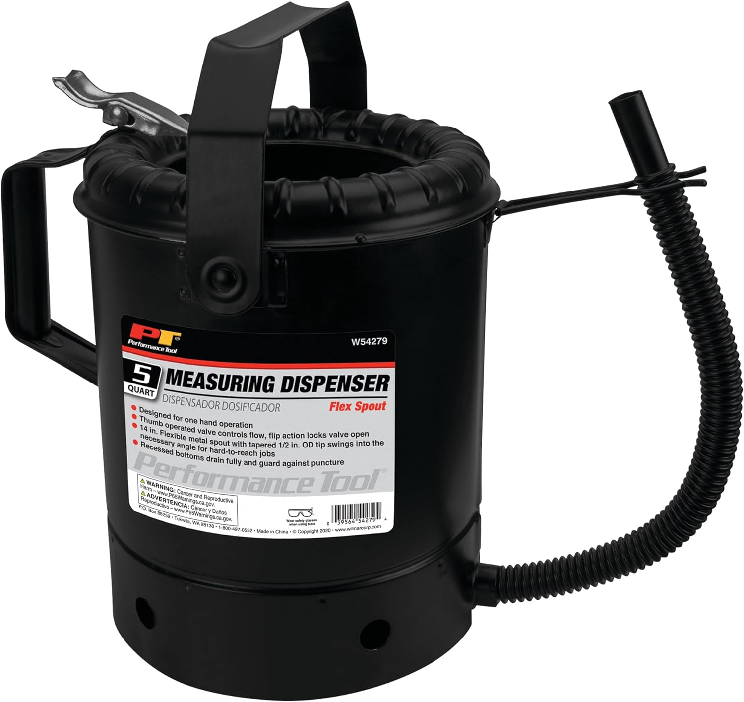Performance Tool W54279 Flex-Spout Measuring Dispenser Black 5-Quart ...