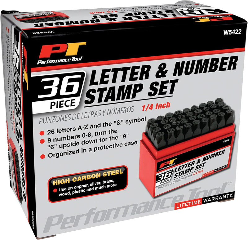 Performance Tool W5422 36-Piece Steel Letter/Number Stamping Set for I ...