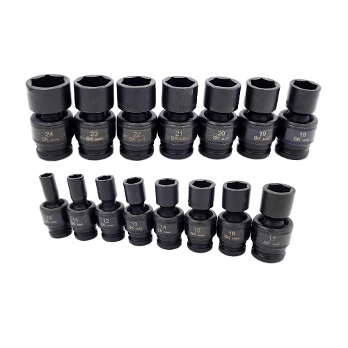 SK Tools 34350 15 Piece 1/2" Drive Metric Swivel Impact Socket Set ...