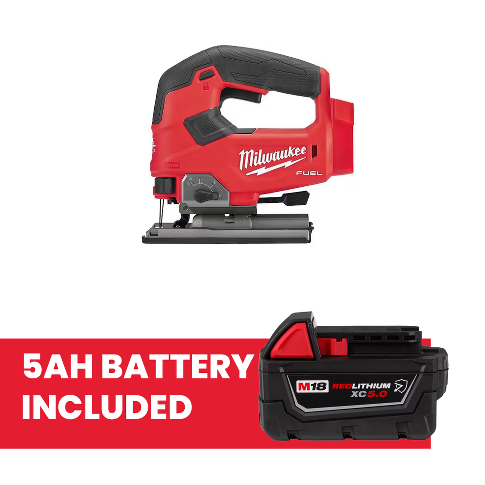 Milwaukee 2737-20 M18 FUEL Cordless D-Handle Jig Saw + 5ah Battery ...
