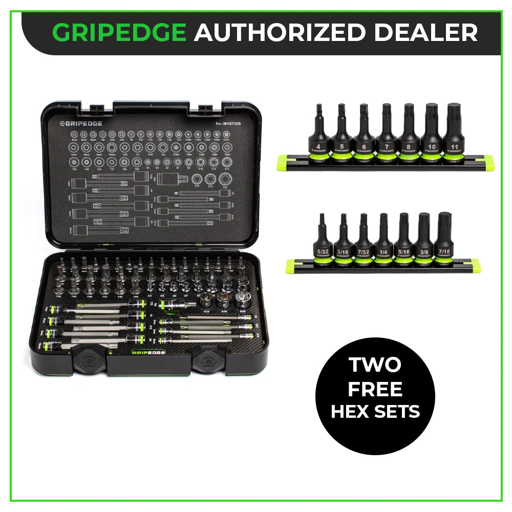 GRIPEDGE Master RPT Hex & Star Driver 62pc + 3/8" Metric & SAE Hex Dri ...