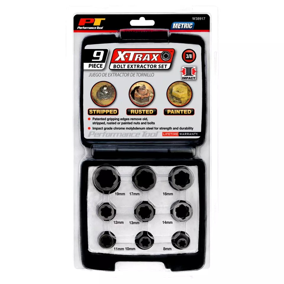 Performance Tool W38917 - 3/8" Drive Metric Bolt Extractor Set - 9 pie ...